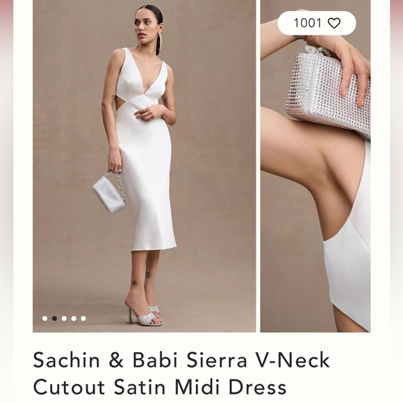 Anthropologie | Dresses | Sachin Babi Sierra Vneck Cutout Satin Midi ...